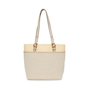 Anne Klein Pocket Tote, Lurex Canvas/Lemon Spritz/Clay