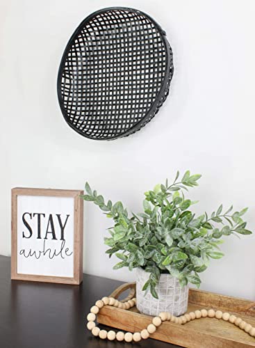 AuldHome Black Boho Wall Baskets (2-Pack); Wall Decor Baskets