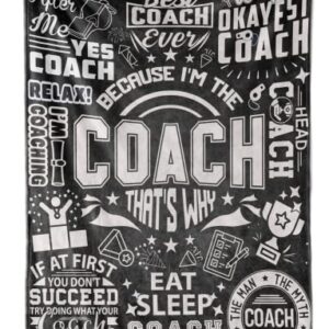 InnoBeta Coach Gifts for Men, Coach Flannel Blankets 50"x 65", Gift for Basketball Coach, Soccer Coach, Football Coach, Baseball Coach - Black - Because I'm The Coach That's WHY