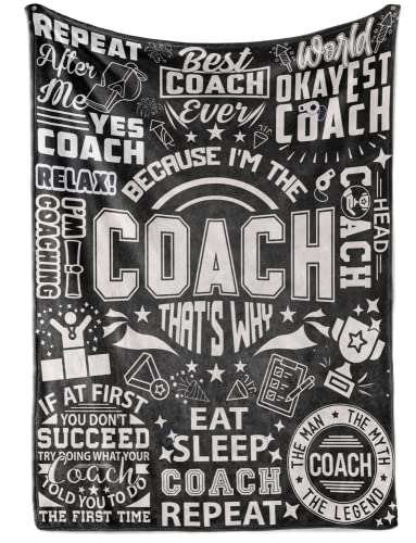 InnoBeta Coach Gifts for Men, Coach Flannel Blankets 50"x 65", Gift for Basketball Coach, Soccer Coach, Football Coach, Baseball Coach - Black - Because I'm The Coach That's WHY