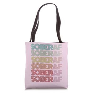 funny sober af retro sobriety 12 steps aa program groovy 60s tote bag