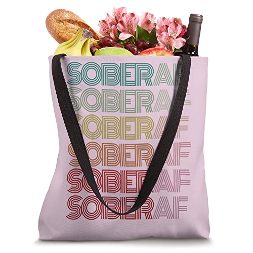 Funny SOBER AF Retro Sobriety 12 Steps AA Program Groovy 60s Tote Bag