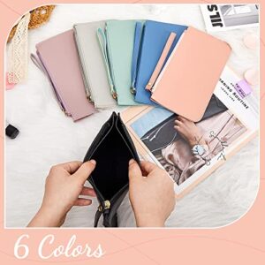 Dunzy 6 Pcs Bridesmaid Clutch Bag Wristlet Wallet for Women Slim Pouch Purse Zipper Handbag with Strap 6 Colors Bags for Phone Travel Wedding Evening Women Bridesmaid Gifts