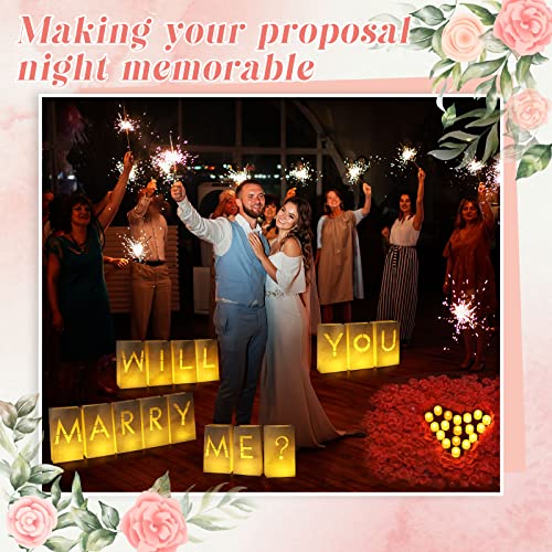 2230 Pcs Wedding Proposal Decorations Will You Marry Me Lighted Letters Sign Red Artificial Rose Petal Luminary Paper Bags Flameless LED Candle Tealight for Romantic Night Valentine's Day