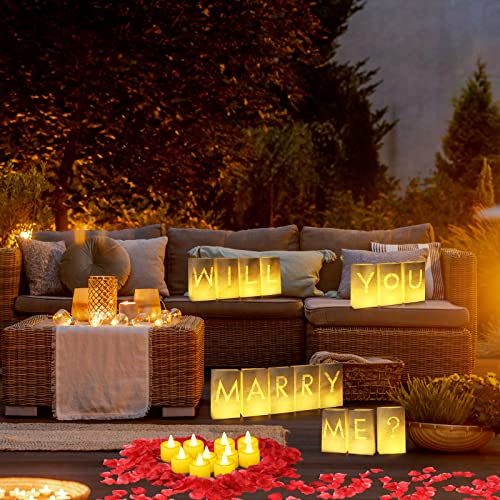 2230 Pcs Wedding Proposal Decorations Will You Marry Me Lighted Letters Sign Red Artificial Rose Petal Luminary Paper Bags Flameless LED Candle Tealight for Romantic Night Valentine's Day