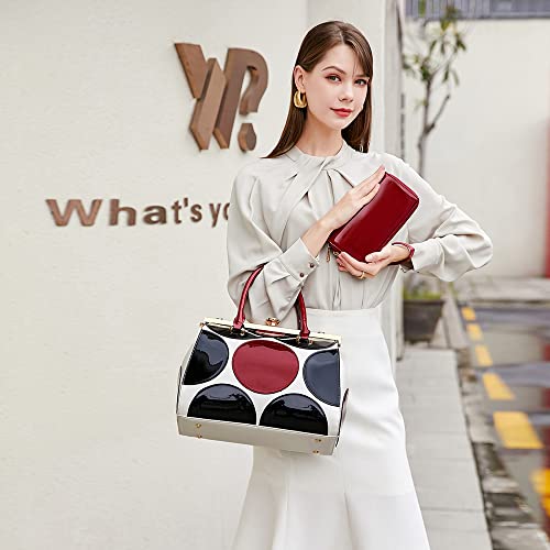 Style Strategy red patent leather 2in1 purses for women handbag with wallet Satchel pattern Shoulder crossbody bags for women