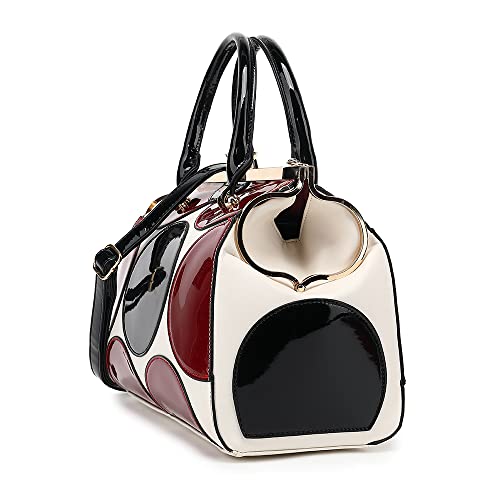 Style Strategy black and red patent leather 2in1 purses for women handbag with kiss lock Satchel pattern Shoulder crossbody bags for women