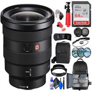 sony fe 16-35mm f/2.8 gm lens (sel1635gm) + filter kit + backpack + 64gb card + card reader + flex tripod + memory wallet + lens cap keeper + cleaning kit + hand strap + more (renewed)