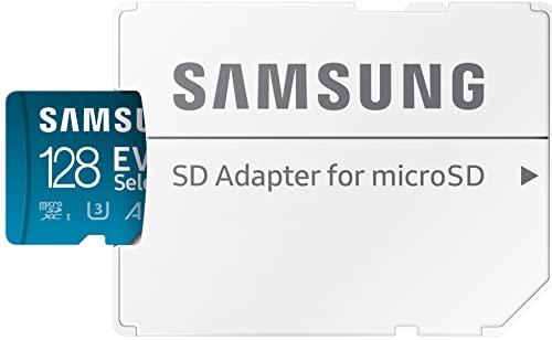 SAMSUNG EVO Select Micro SD-Memory-Card + Adapter, 128GB microSDXC 130MB/s Full HD & 4K UHD, UHS-I, U3, A2, V30, Expanded Storage for Android Smartphones, Tablets, Nintendo-Switch (MB-ME128KA/AM)