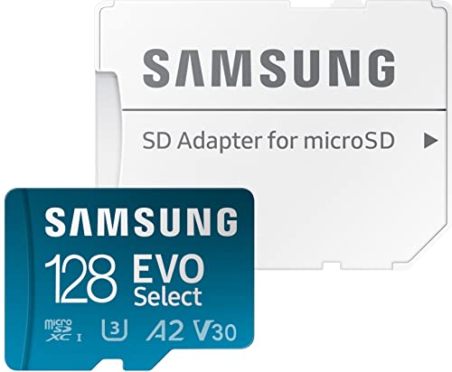 SAMSUNG EVO Select Micro SD-Memory-Card + Adapter, 128GB microSDXC 130MB/s Full HD & 4K UHD, UHS-I, U3, A2, V30, Expanded Storage for Android Smartphones, Tablets, Nintendo-Switch (MB-ME128KA/AM)