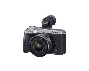 canon eos m6 mark ii mirrorless digital compact camera + ef-m 15-45mm f/3.5-6.3 is stm + evf kit, silver