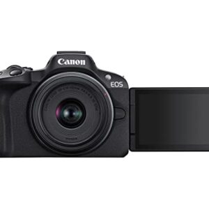 Canon EOS R50 Mirrorless Vlogging Camera (Black) w/RF-S18-45mm F4.5-6.3 is STM & RF-S55-210mm F5-7.1 is STM Lenses, 24.2 MP, 4K Video, Subject Detection & Tracking, Compact, Smartphone Connection