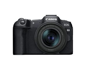 canon eos r8 full-frame mirrorless camera w/rf24-50mm f4.5-6.3 is stm lens, 24.2 mp, 4k video, digic x image processor, subject detection & tracking, compact, smartphone connection, content creator