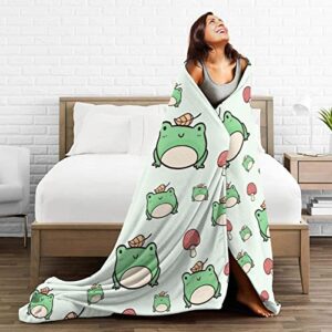 Pubnico Cute Green Frog Blanket , Flannel Blanket Fluffy Cozy Fuzzy Throws Non-Shedding for Nap Bed Sofa Couch Home Decor, Adults Kids Teens Frog Gifts