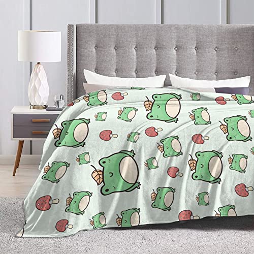 Pubnico Cute Green Frog Blanket , Flannel Blanket Fluffy Cozy Fuzzy Throws Non-Shedding for Nap Bed Sofa Couch Home Decor, Adults Kids Teens Frog Gifts