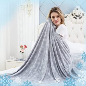 oigae cooling blanket with double sided cold effect bed throw for hot sleepers night sweats,japanese q-max 0.5 mica cooling fiber,skin-friendly, breathable,always stays cold,throw size