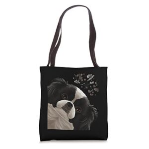 funny curious dog japanese chin tote bag