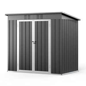 Bealife 6' x 4' Outdoor Storage Shed Clearance with Floor Base, Metal Outdoor Storage Cabinet with Double Lockable Doors, Waterproof Tool Shed, Backyard Shed for Garden, Patio, Lawn, in 2boxes(Grey)