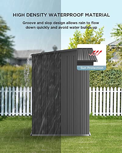 Bealife 6' x 4' Outdoor Storage Shed Clearance with Floor Base, Metal Outdoor Storage Cabinet with Double Lockable Doors, Waterproof Tool Shed, Backyard Shed for Garden, Patio, Lawn, in 2boxes(Grey)