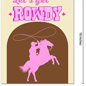 Pink Western Cowgirl Theme Wall Art Aesthetic Poster Preppy Room Decor, Retro Cowgirl Canvas Print, Glamour Cowgirl Wall Art for Girls Room College Dorm Room Decoration, Set of 4-(8"x10" Unframed)