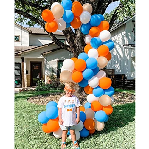 Blue and Orange Balloon Garland Arch Kit, 103Pcs Peach White Dog Theme Balloons for Kids 2 3 4 Year Old Birthday Party Decorations