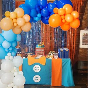 Blue and Orange Balloon Garland Arch Kit, 103Pcs Peach White Dog Theme Balloons for Kids 2 3 4 Year Old Birthday Party Decorations