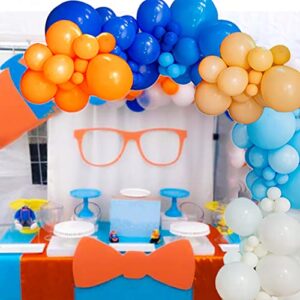 Blue and Orange Balloon Garland Arch Kit, 103Pcs Peach White Dog Theme Balloons for Kids 2 3 4 Year Old Birthday Party Decorations