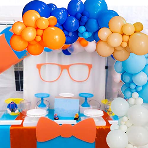 Blue and Orange Balloon Garland Arch Kit, 103Pcs Peach White Dog Theme Balloons for Kids 2 3 4 Year Old Birthday Party Decorations