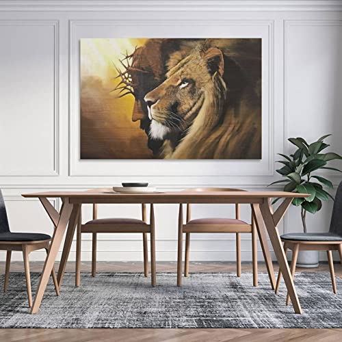 AIDEMEI Canvas Wall Art Abstract Decor The Lion Of Judah Jesus Christ for Living Room Artwork Contemporary Pictures Modern Landscape Office Decoration Unframe-style 20x30inch(50x75cm)