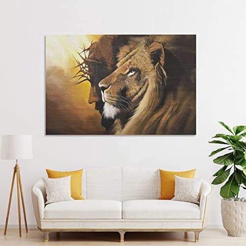 AIDEMEI Canvas Wall Art Abstract Decor The Lion Of Judah Jesus Christ for Living Room Artwork Contemporary Pictures Modern Landscape Office Decoration Unframe-style 20x30inch(50x75cm)