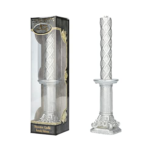 Shalhevet Light Elegante Long Lasting Jerusalem Solomon Pillars Havdalah Candle (Silver)