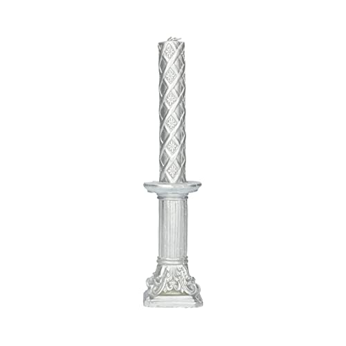 Shalhevet Light Elegante Long Lasting Jerusalem Solomon Pillars Havdalah Candle (Silver)