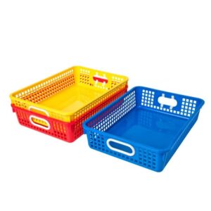 Really Good Stuff 6PK Plastic Desktop Paper Storage Basket for Classroom or Home–14”x10” Plastic Mesh Basket-Secure Papers Crease-Free–Grouping for 6