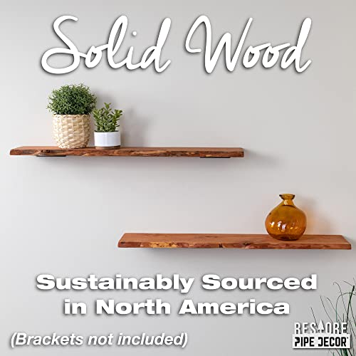 PIPE DECOR 36” Sustainable Sunset Cedar Live Edge Wood Shelf (Wood Only) 2-Pack