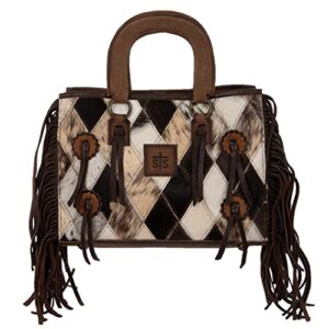 diamond cowhide satchel by sts ranchwear sts36732, brown