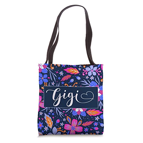 Personalized Gigi Grandkids Floral Flower Colorful Pattern Tote Bag