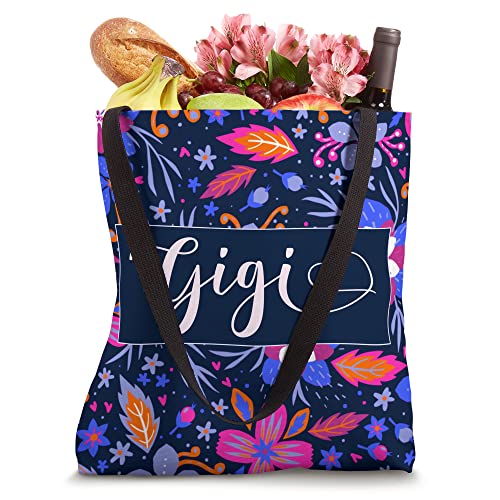 Personalized Gigi Grandkids Floral Flower Colorful Pattern Tote Bag