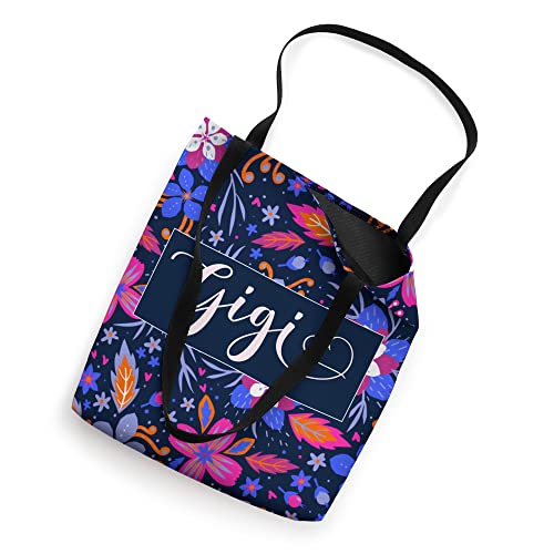 Personalized Gigi Grandkids Floral Flower Colorful Pattern Tote Bag