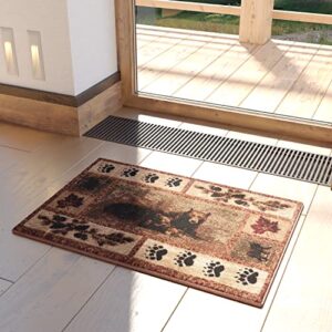 masada masada rugs kodiak collection 2’x3′ cabin/lodge area rug mat with bear and cub scene