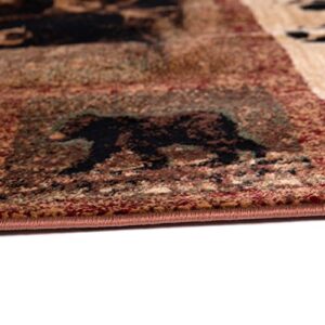 Masada Masada Rugs Kodiak Collection 2'x3' Cabin/Lodge Area Rug Mat with Bear and Cub Scene