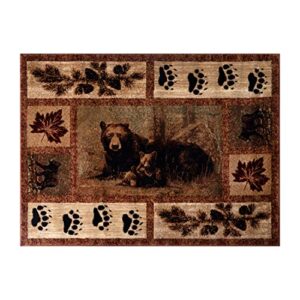 Masada Masada Rugs Kodiak Collection 2'x3' Cabin/Lodge Area Rug Mat with Bear and Cub Scene