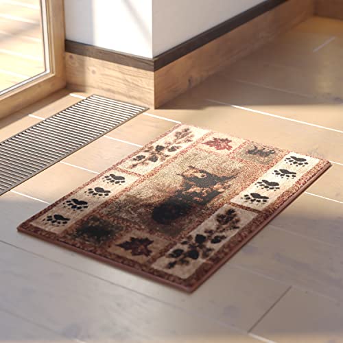 Masada Masada Rugs Kodiak Collection 2'x3' Cabin/Lodge Area Rug Mat with Bear and Cub Scene