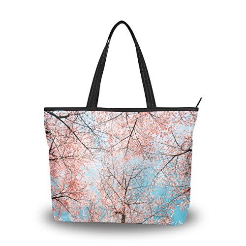 Cherry Blossoms handle bag Shoulder Tote Bag For Women Fashion Multi functional Bag Shopping Travel GYM Outdoors