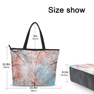 Cherry Blossoms handle bag Shoulder Tote Bag For Women Fashion Multi functional Bag Shopping Travel GYM Outdoors