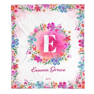 toyshea personalized blankets for kids monogram blanket customized cozy fleece or sherpa initial blanket with name on it custom birthday christmas mothers day throws for baby girls girl toddler adult