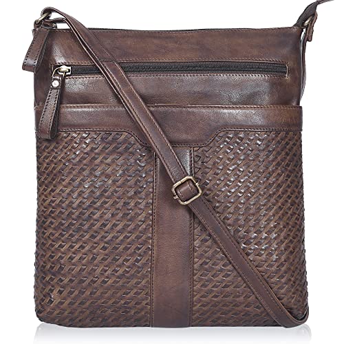 Real Leather Purse Crossover/Crossbody Sling Bag for Women -Women's Shoulder Bags Purse Handbag Medium Size Adjustable Strap