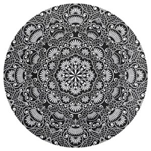 yeahspace mandala rug round 40 in black white boho floral circle area rug bedroom living room decorate-black white mandala boho floral