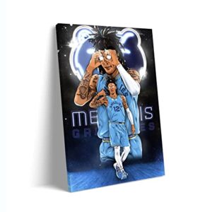 ja morant poster watercolor canvas wall art basketball wall art wall painting basketball nova ja morant bedroom cool poster emxee (16×24 no framed,a)