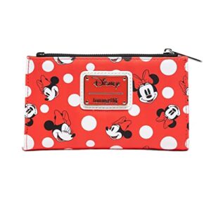 loungefly women’s disney minnie mouse polka dot red zip-around wallet