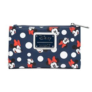 loungefly women’s disney minnie mouse polka dot navy zip-around wallet